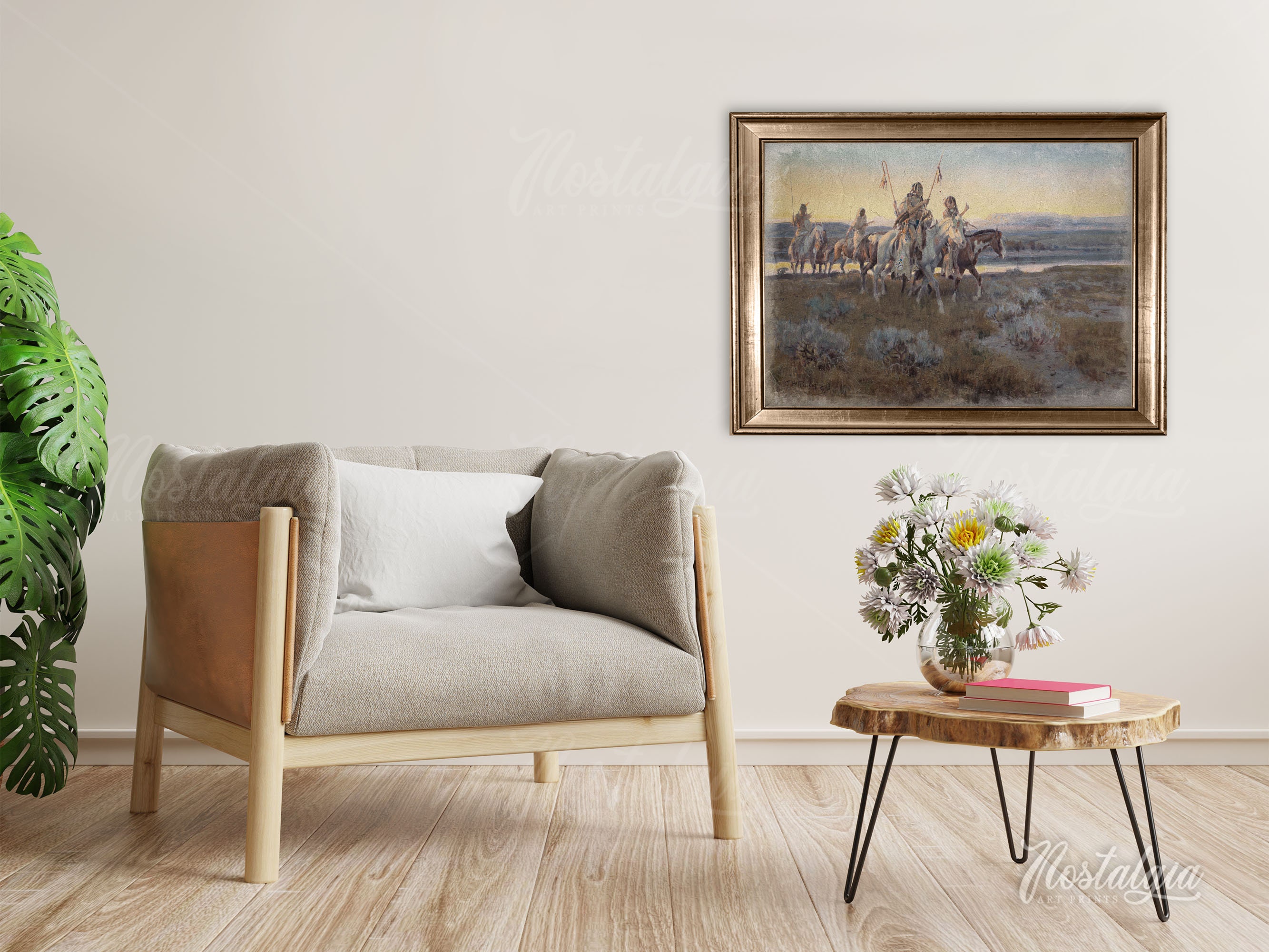 Antique Western Painting | Native Americans Print | Countryside Print ...