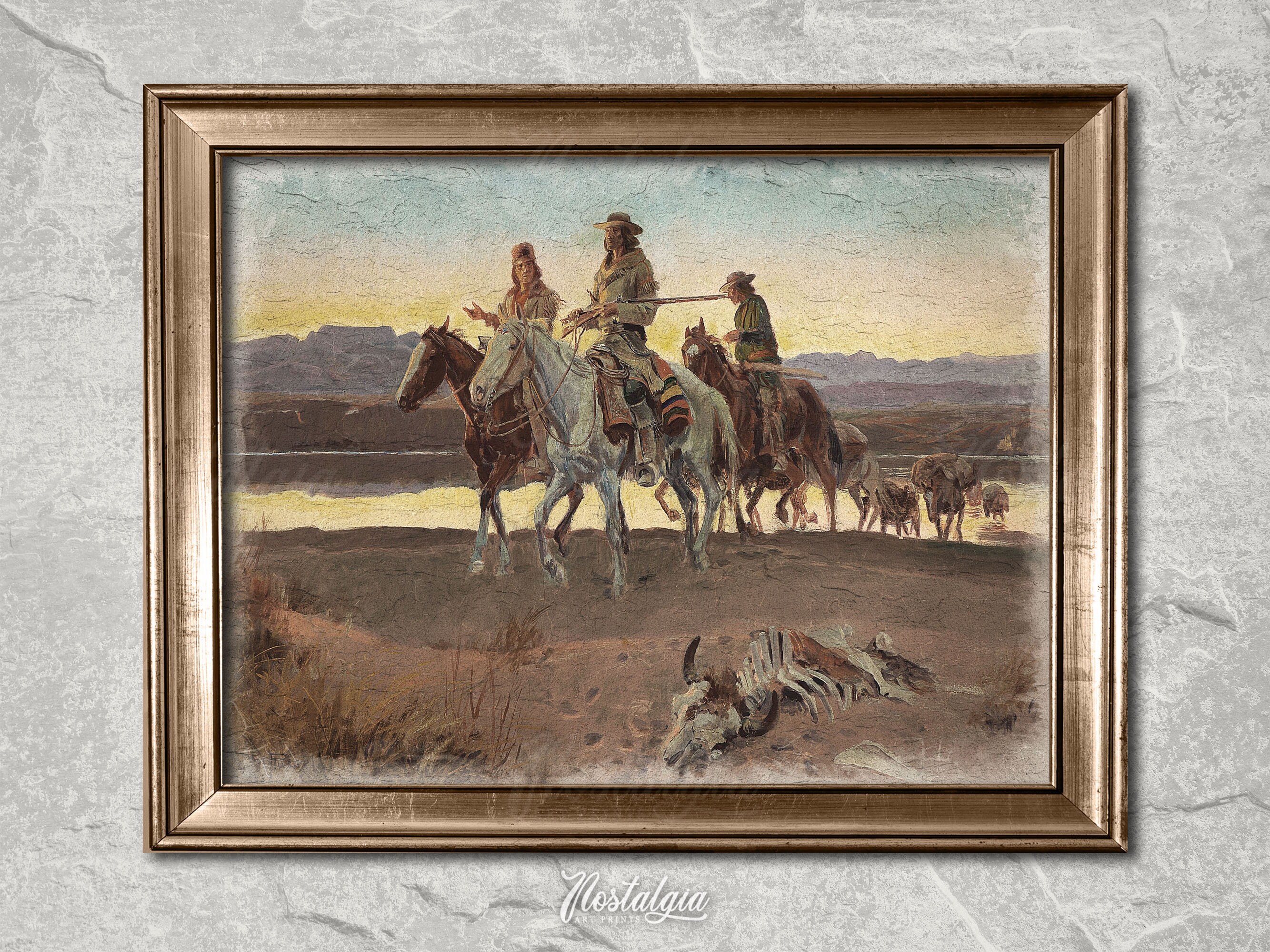 Western Print | Native Americans Oil Painting | Countryside Painting ...