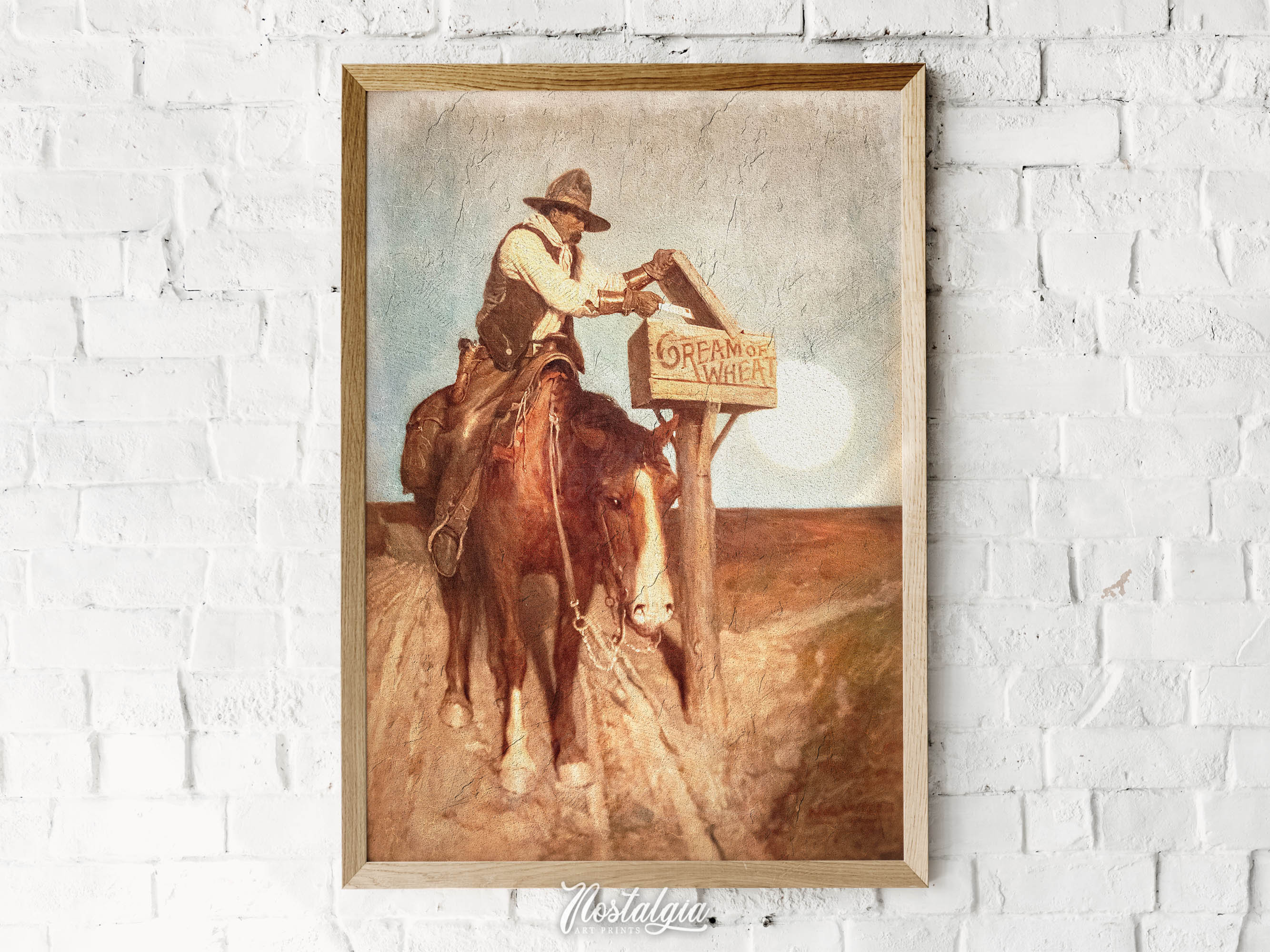 Vintage Western Painting Cowboy Print Southwestern Art Horse Rider Gift ...