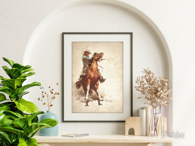 Cowboy Oil Painting | Vintage Western Art | Southwest Art | Antique ...