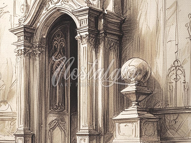 Architectural Sketch Vintage Printable Art Minimalist Wall Decor ...