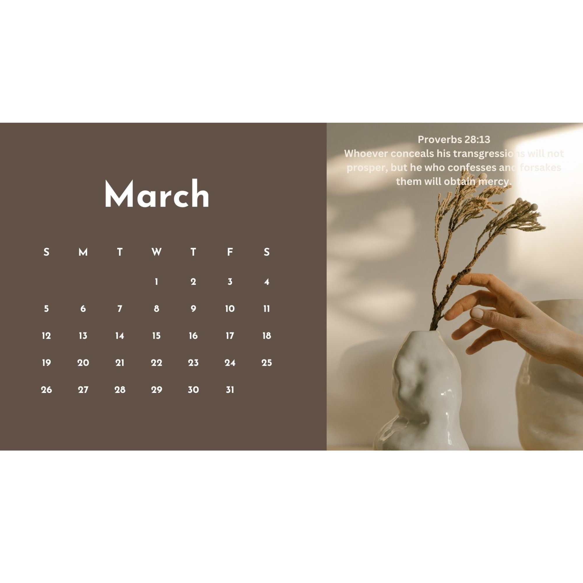 Beige Cream Scripture Calendar 2023| 2023 Calendar Printable| 2023 ...