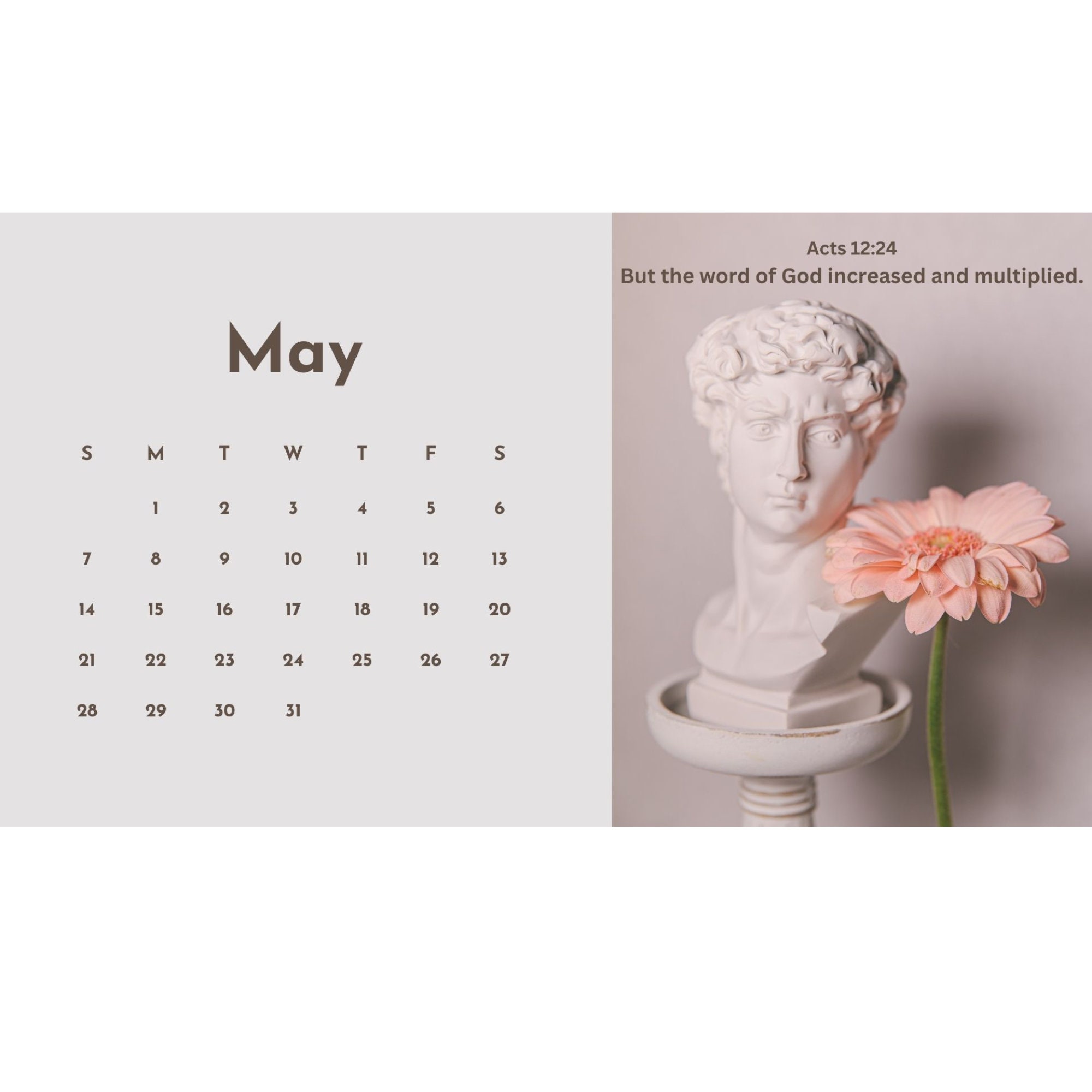 Beige Cream Scripture Calendar 2023 2023 Calendar Printable 2023 ...