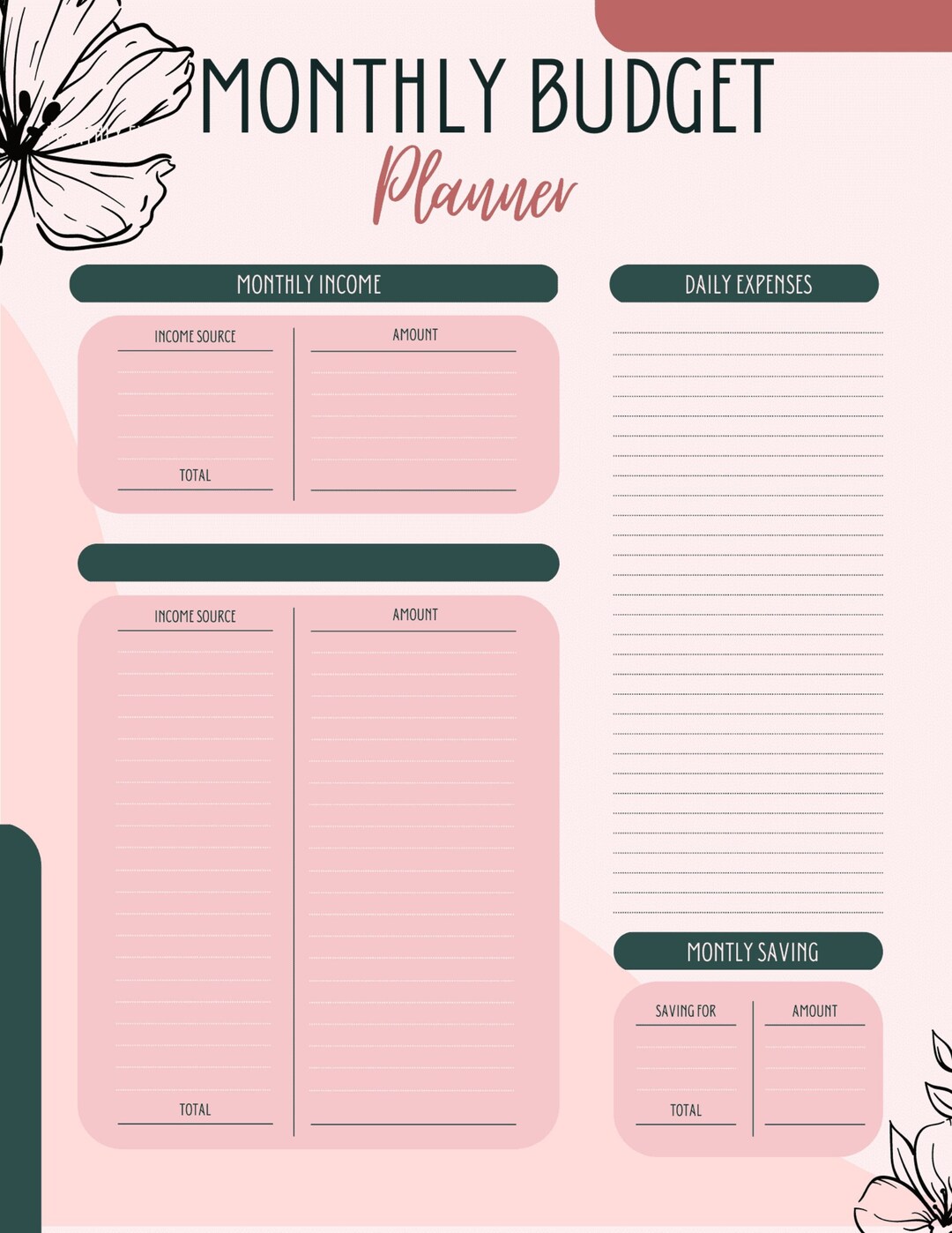 Monthly Budget Planner| Modern Corporate Monthly Budgeting Planner - Etsy
