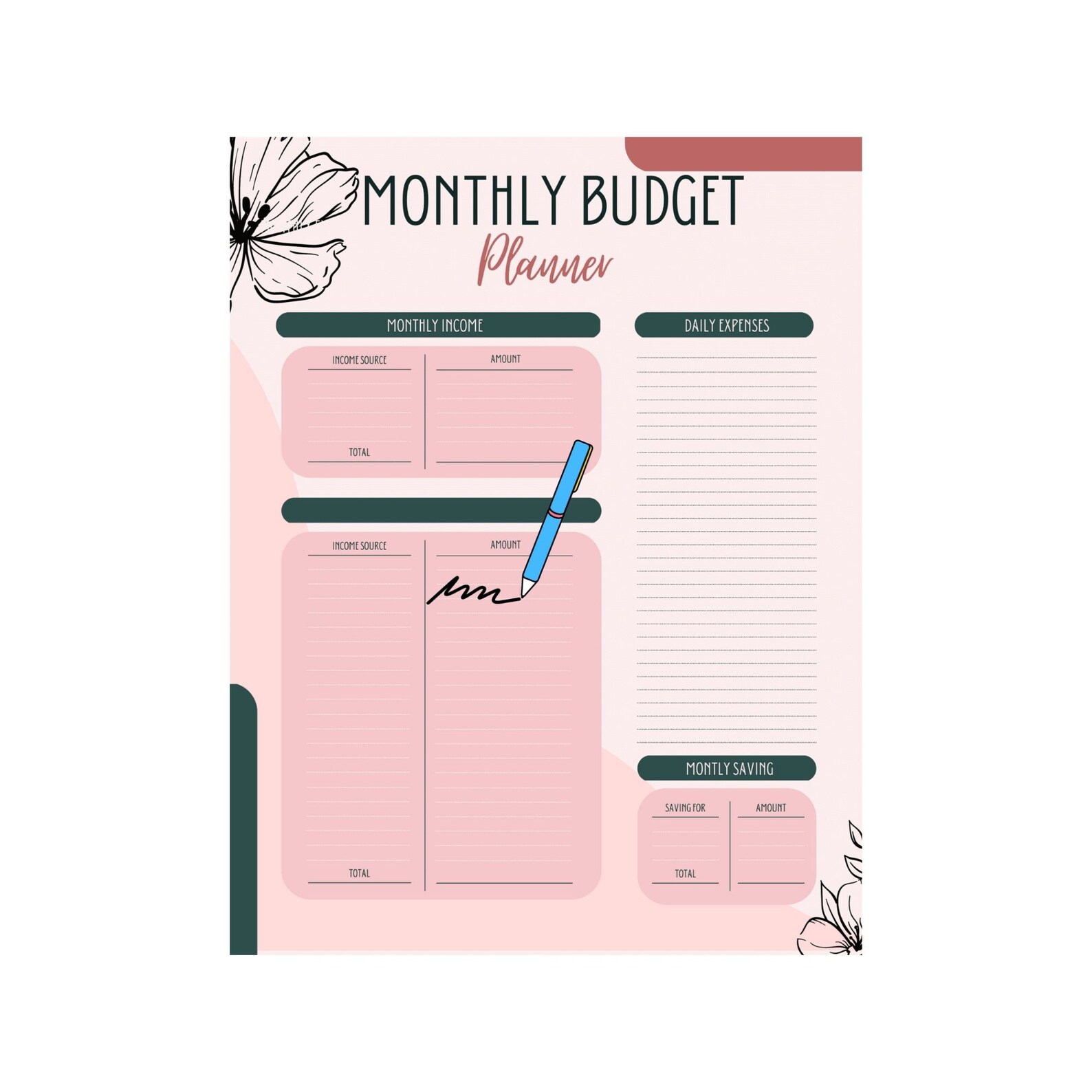 Monthly Budget Planner| Modern Corporate Monthly Budgeting Planner - Etsy