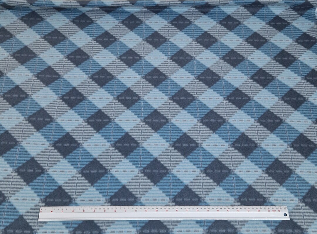 2.25m Remnant Blue Grey Diagonal Check Soft Joann Blizzard Polar Fleece Fabric - Etsy