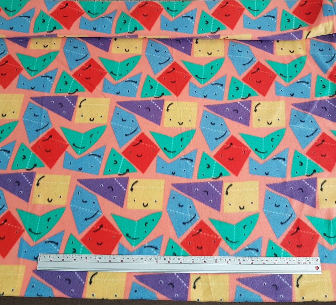 2.15m Remnant Colourful Fun Smiley Shapes on Peach/ Orange - Etsy