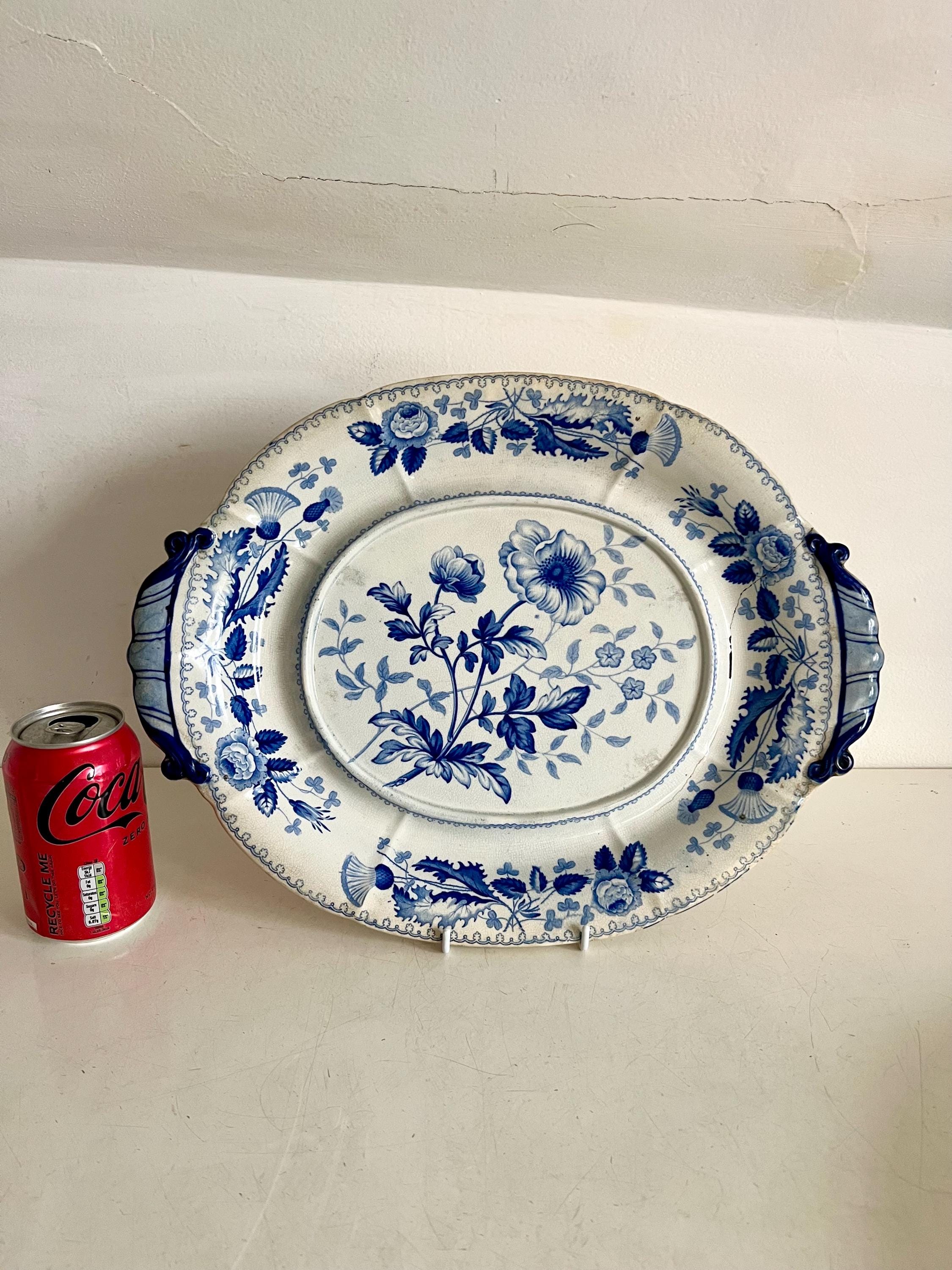 Antique Ridgway Opaque China Pair of Serving Plates British Flowers ...