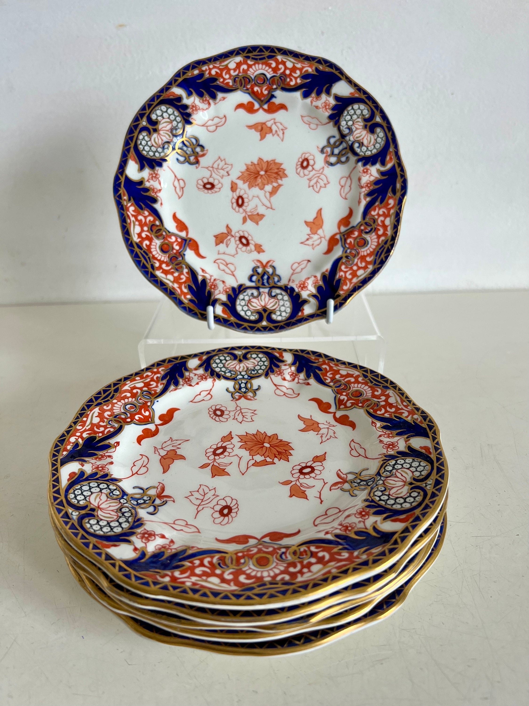 Antique Royal Crown Derby Kings Pattern Side Plates Dessert X 6 Set 17 ...