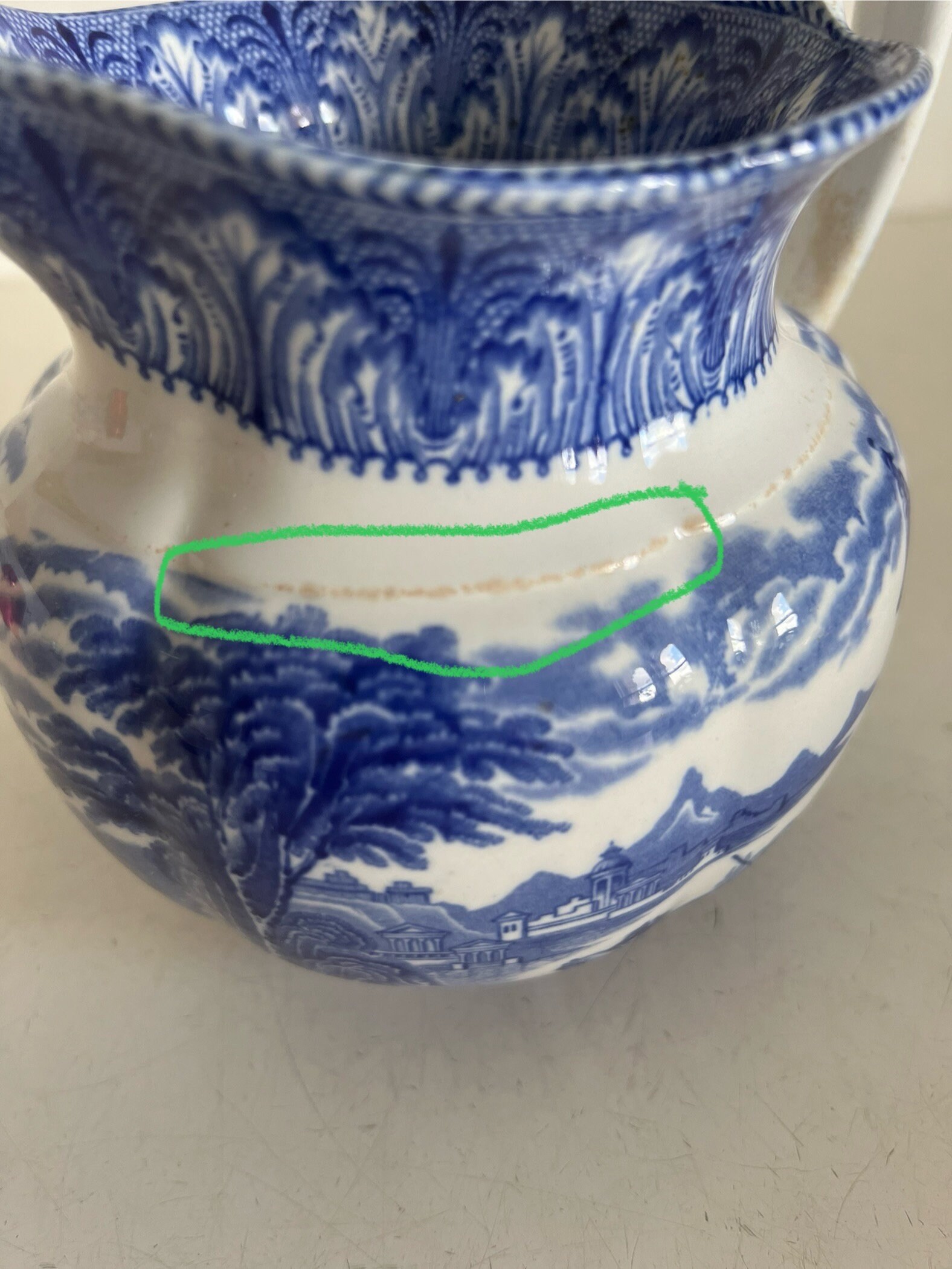 Antique Cauldon England Blue & White Transferware Jug Pitcher Chariot ...