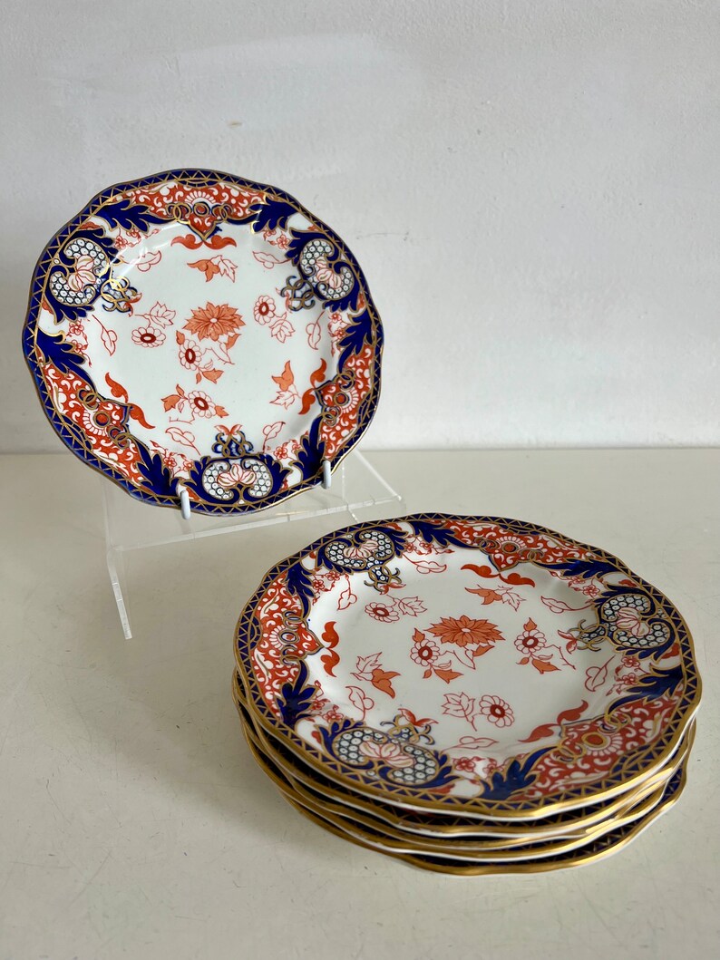 Antique Royal Crown Derby Kings Pattern Side Plates Dessert X 6 Set 17 ...