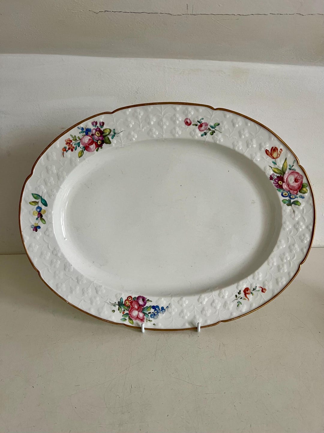 Antique Coalport Porcelain Oval Platter Serving Plate Dresden Style ...