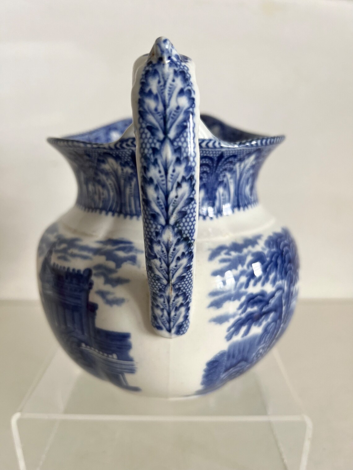 Antique Cauldon England Blue & White Transferware Jug Pitcher Chariot ...