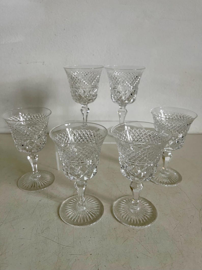 A Set of 6 Stuart Cut Crystal Port Sherry Glasses Sandringham Pattern ...