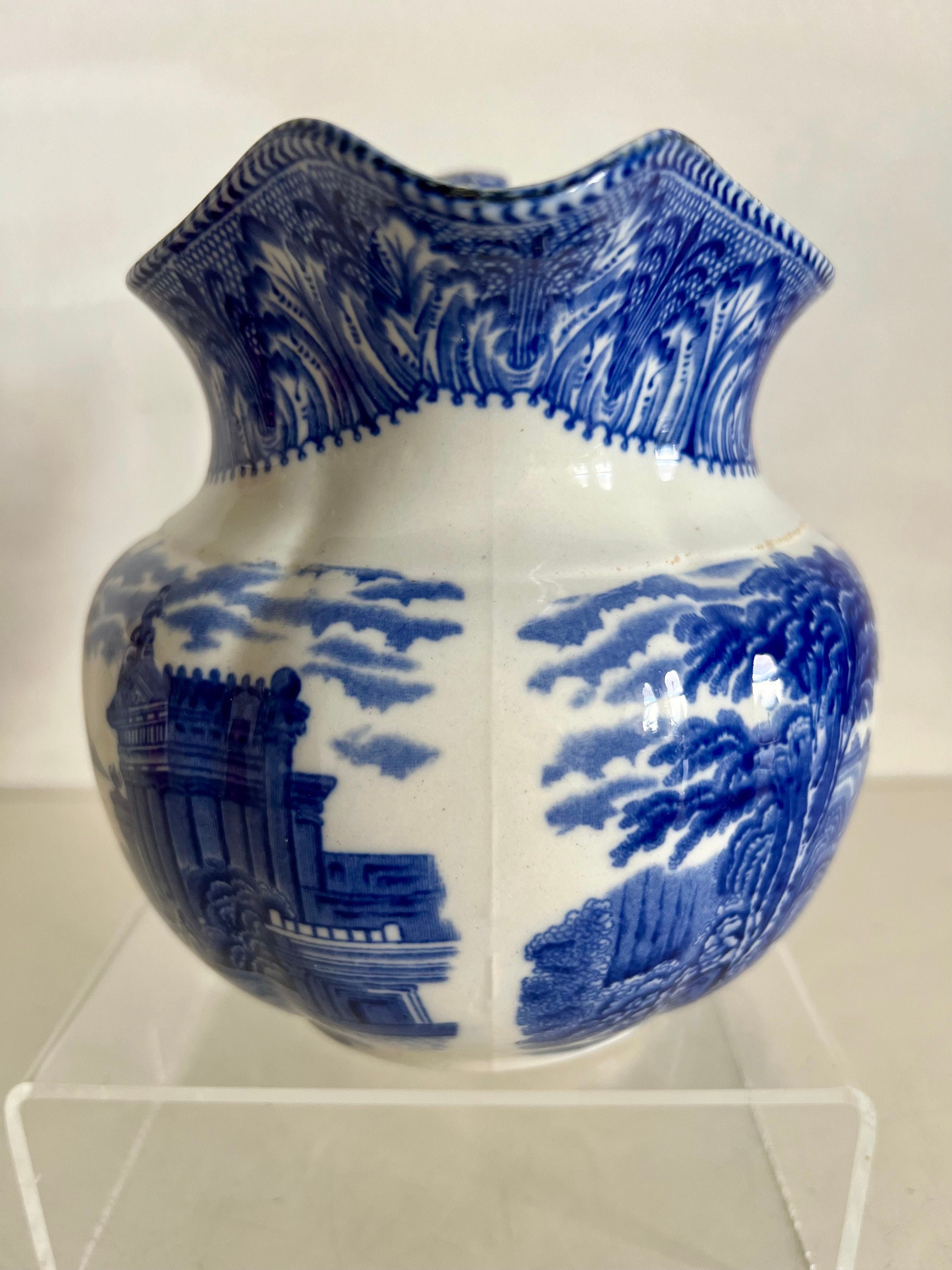 Antique Cauldon England Blue & White Transferware Jug Pitcher Chariot ...