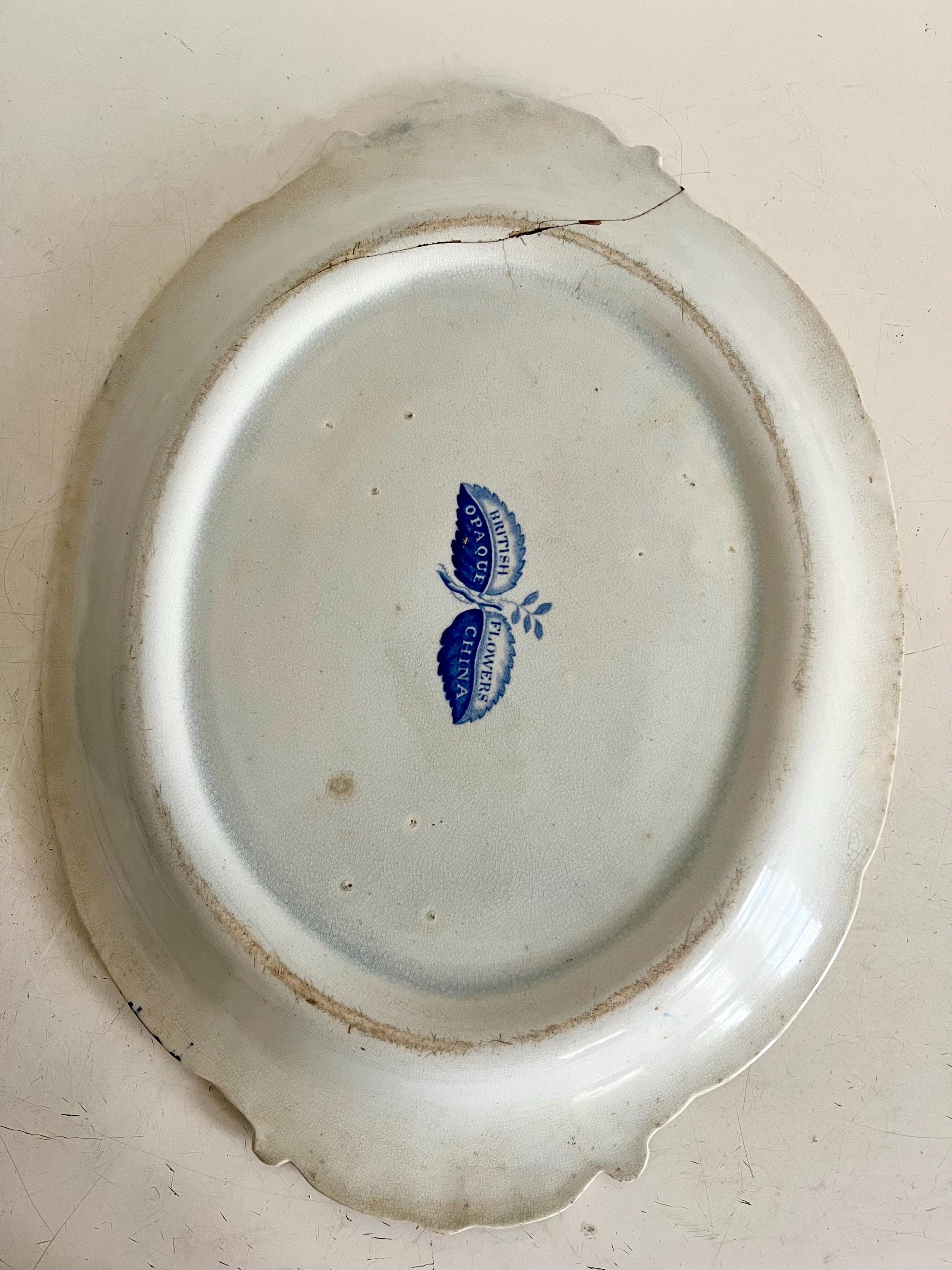Antique Ridgway Opaque China Pair of Serving Plates British Flowers ...