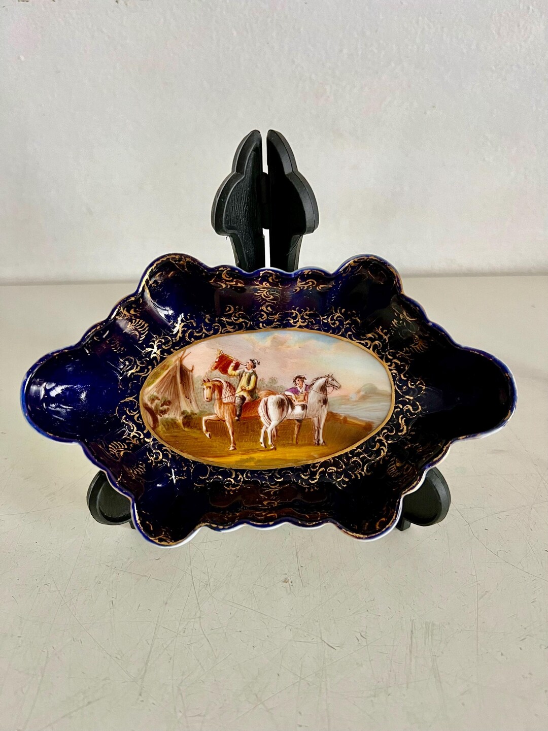 Antique Royal Vienna Porcelain Spoon Tray Hand Painted Horses Trinket ...