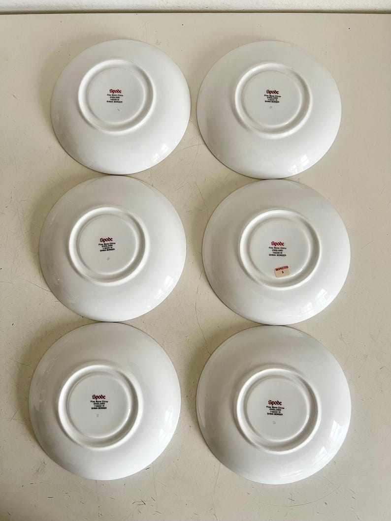 Spode Shima Border Bone China Six Tea Cups & Saucers Y8540 - VGC! - Etsy