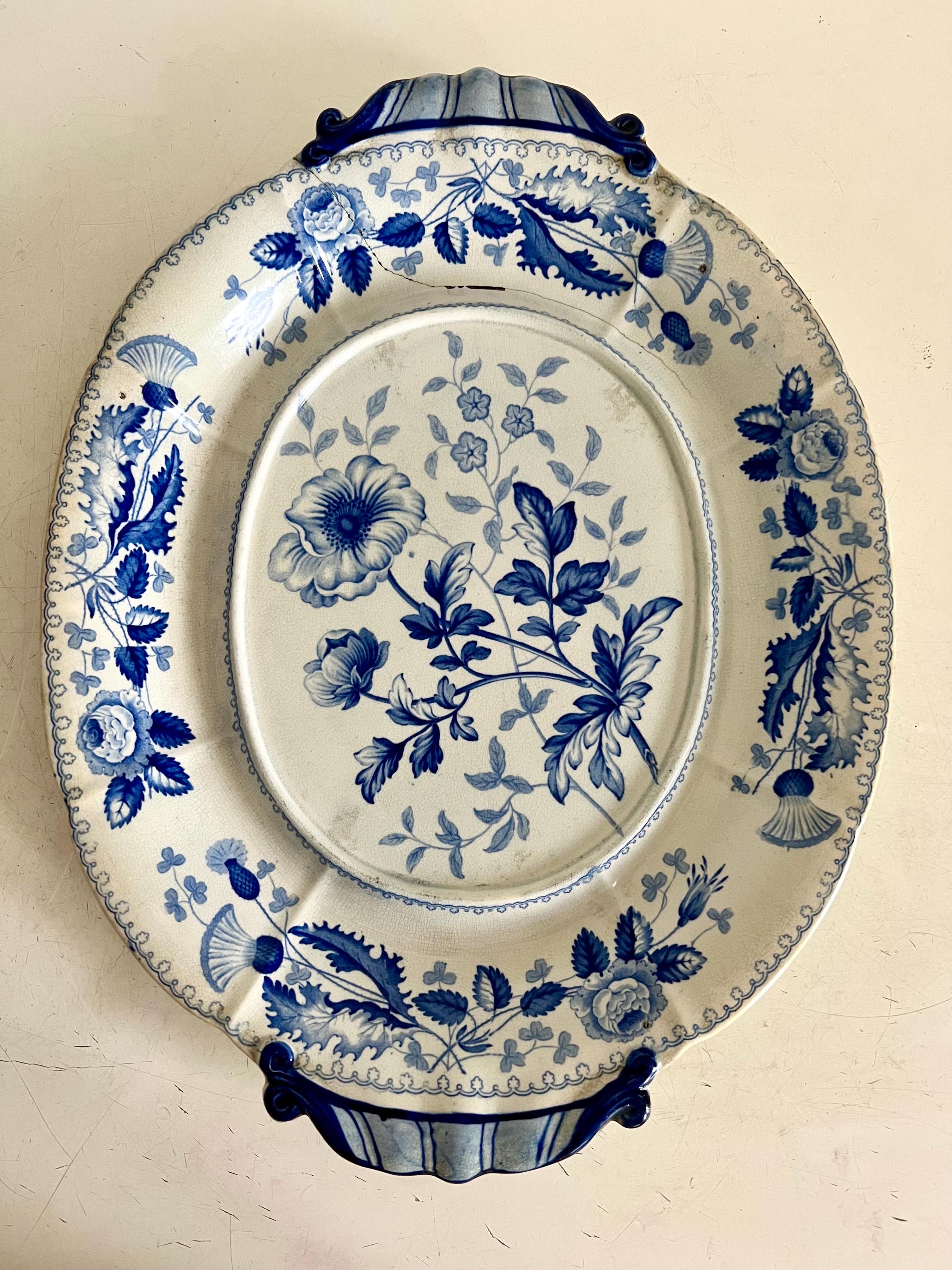 Antique Ridgway Opaque China Pair of Serving Plates British Flowers ...