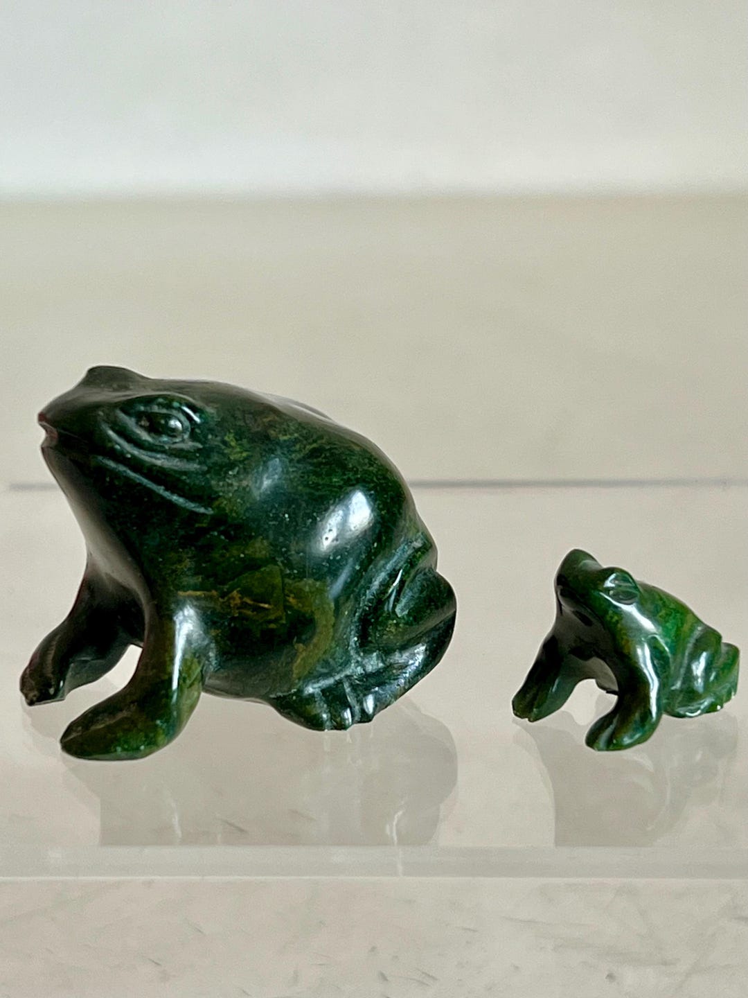 Vintage African Carved Verdite Frogs X 2 Green Stone Fetish Sculpture ...