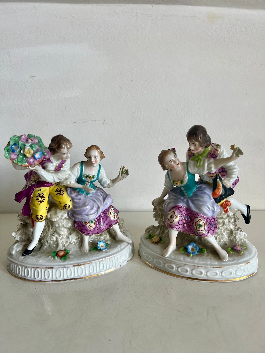Antique Pair of French Samson Porcelain Figurines of Courting Couples ...