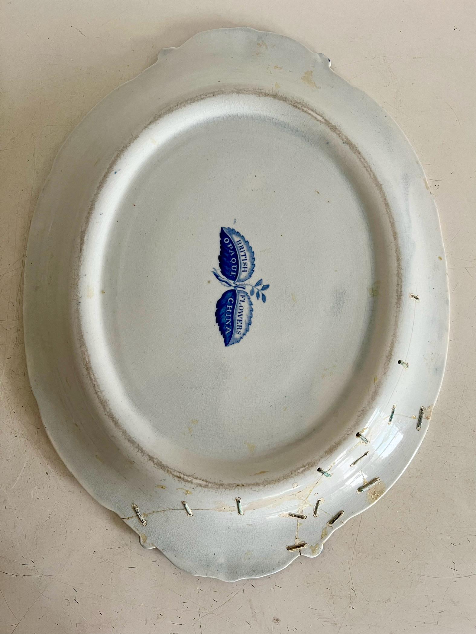 Antique Ridgway Opaque China Pair of Serving Plates British Flowers ...