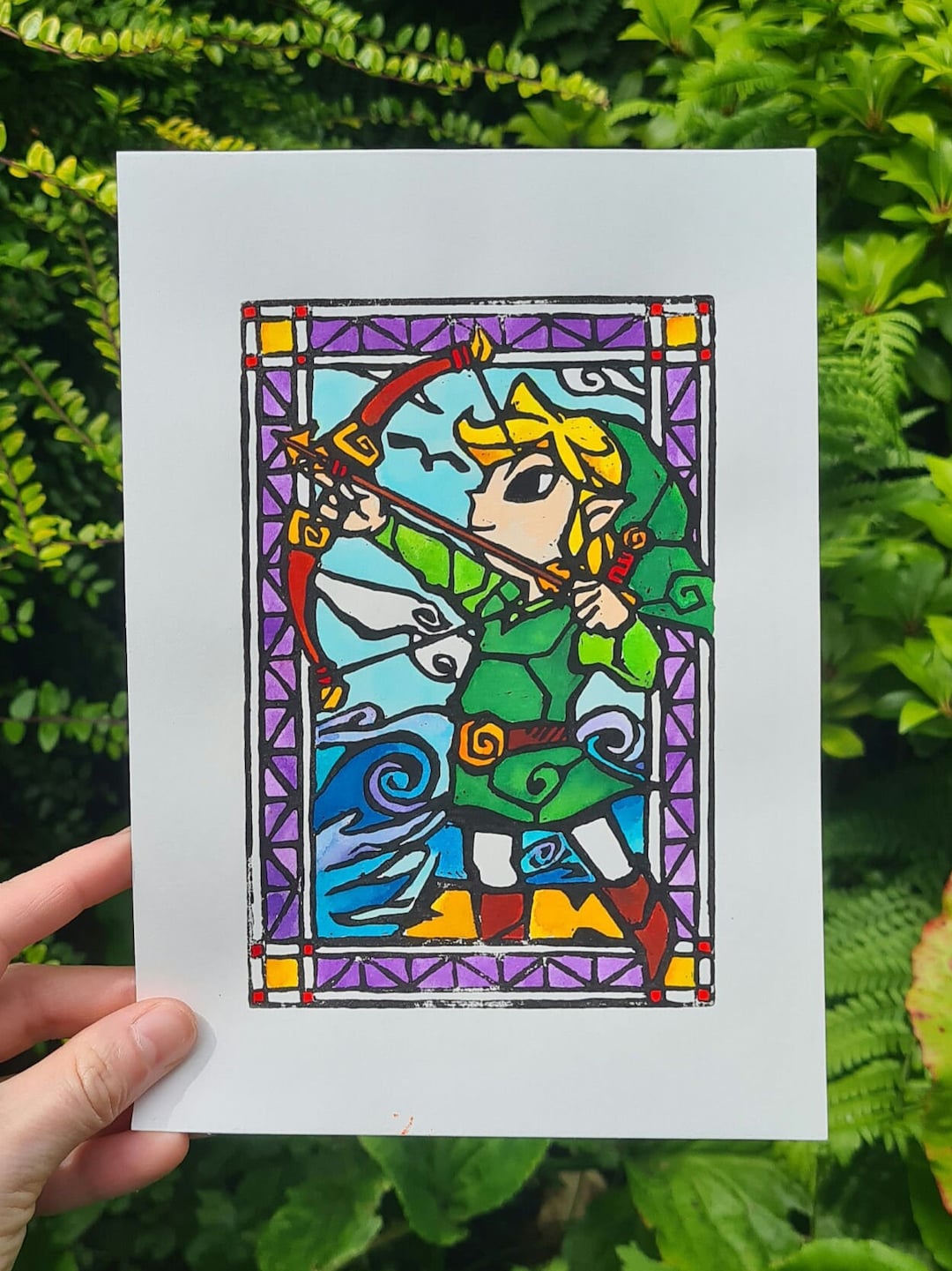 Wink Waker Link ( Lino Print and Hand Inked Original Artwork) - Etsy