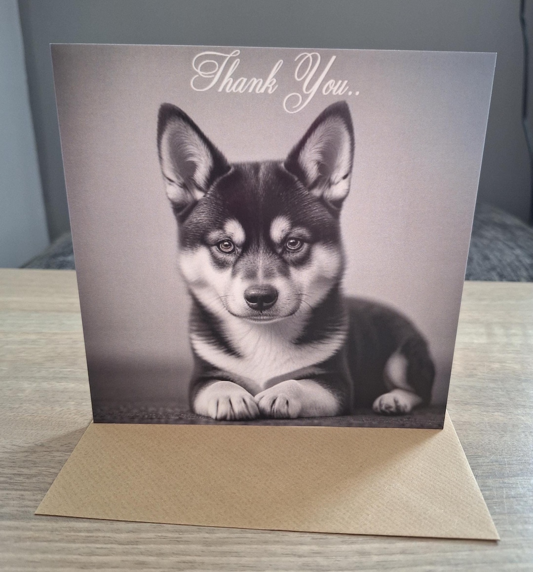 Thank You Husky Puppy Greeting Card - Etsy