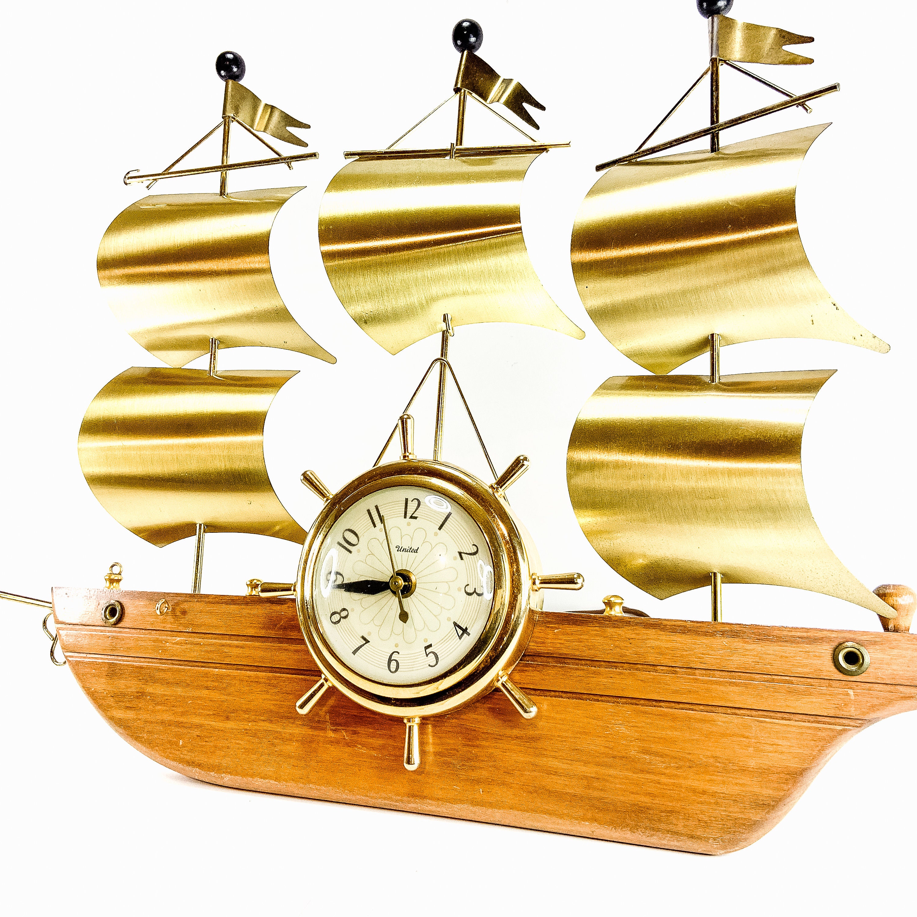 Vintage United Electric Schooner Ship Clock With Brass Sails - Etsy