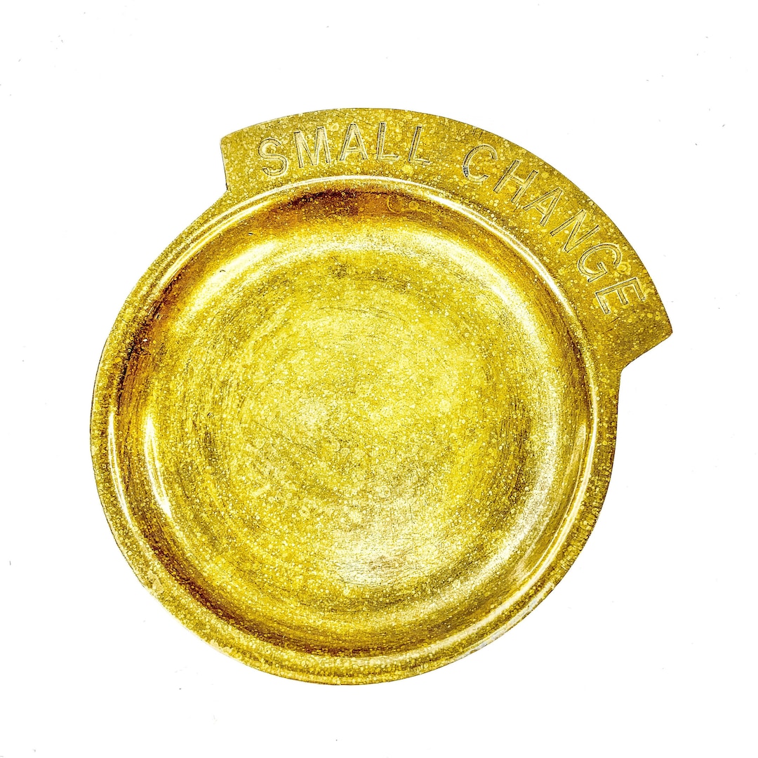 Vintage 1970s Solid Brass small Change Coin Collector Made in USA - Etsy