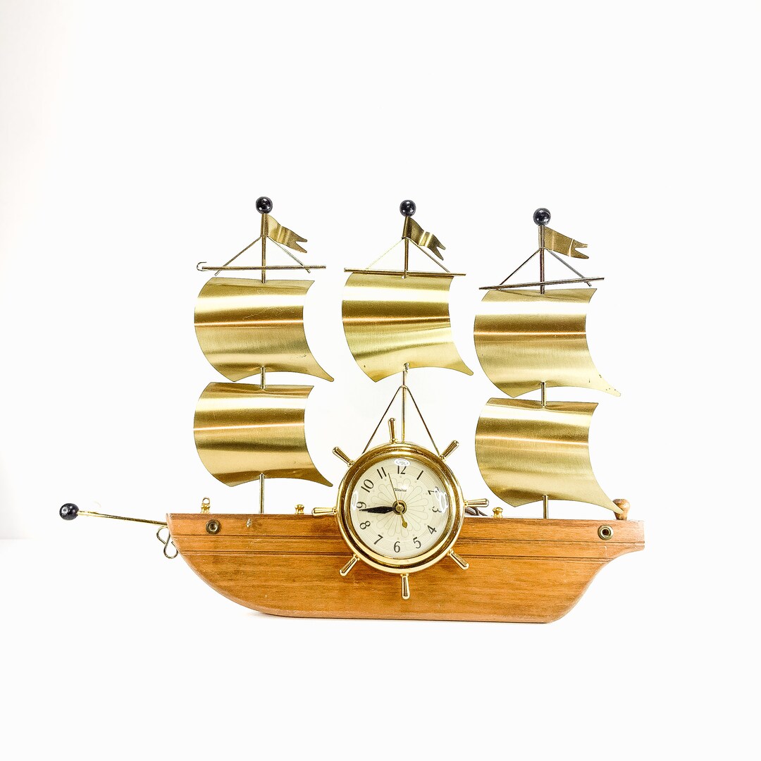 Vintage United Electric Schooner Ship Clock With Brass Sails - Etsy
