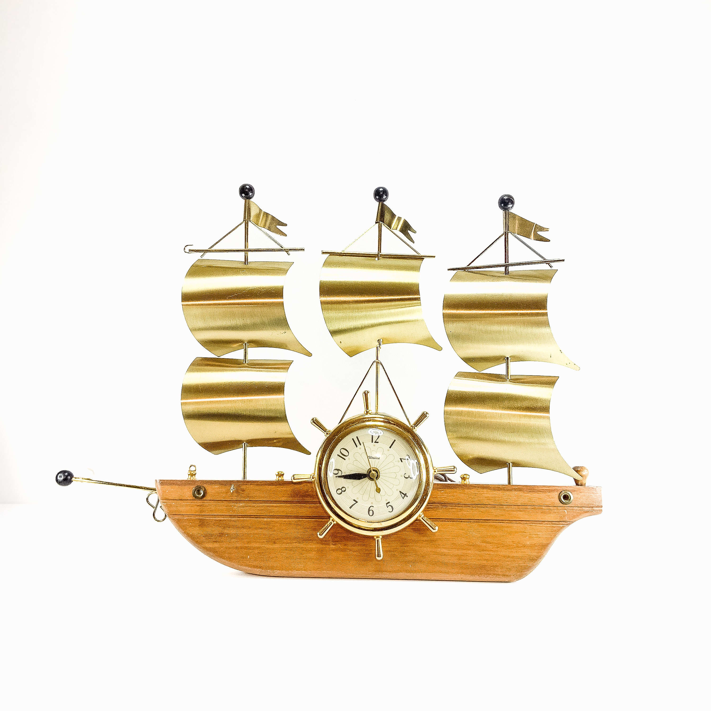 Vintage United Electric Schooner Ship Clock With Brass Sails - Etsy
