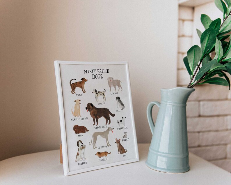 Illustrated Mixed Breed Dogs Chart A4 Funny and Cute - Etsy