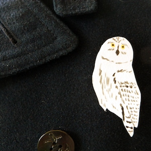 Hand Painted Snowy Owl Pin - Etsy