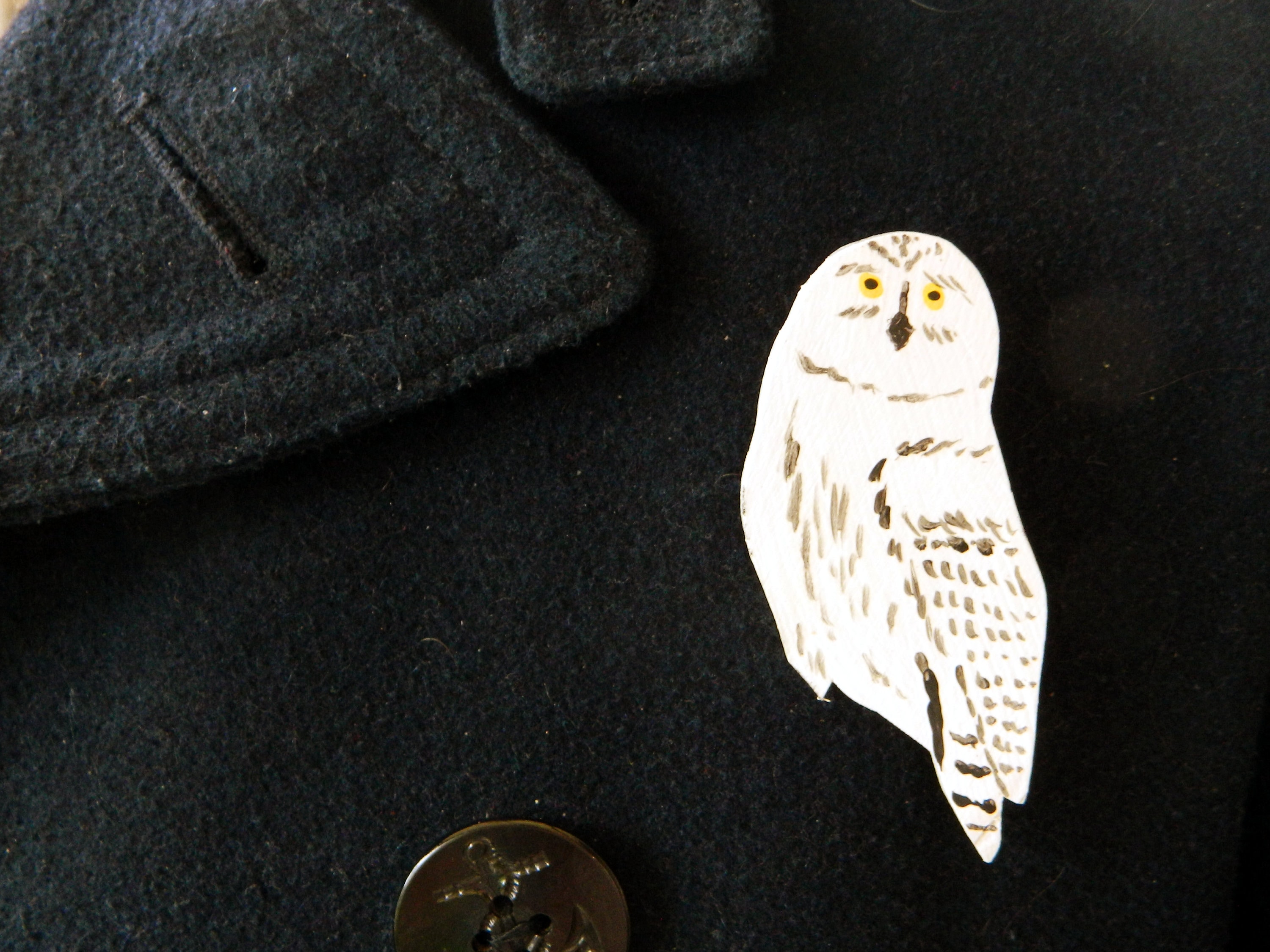 Hand Painted Snowy Owl Pin - Etsy