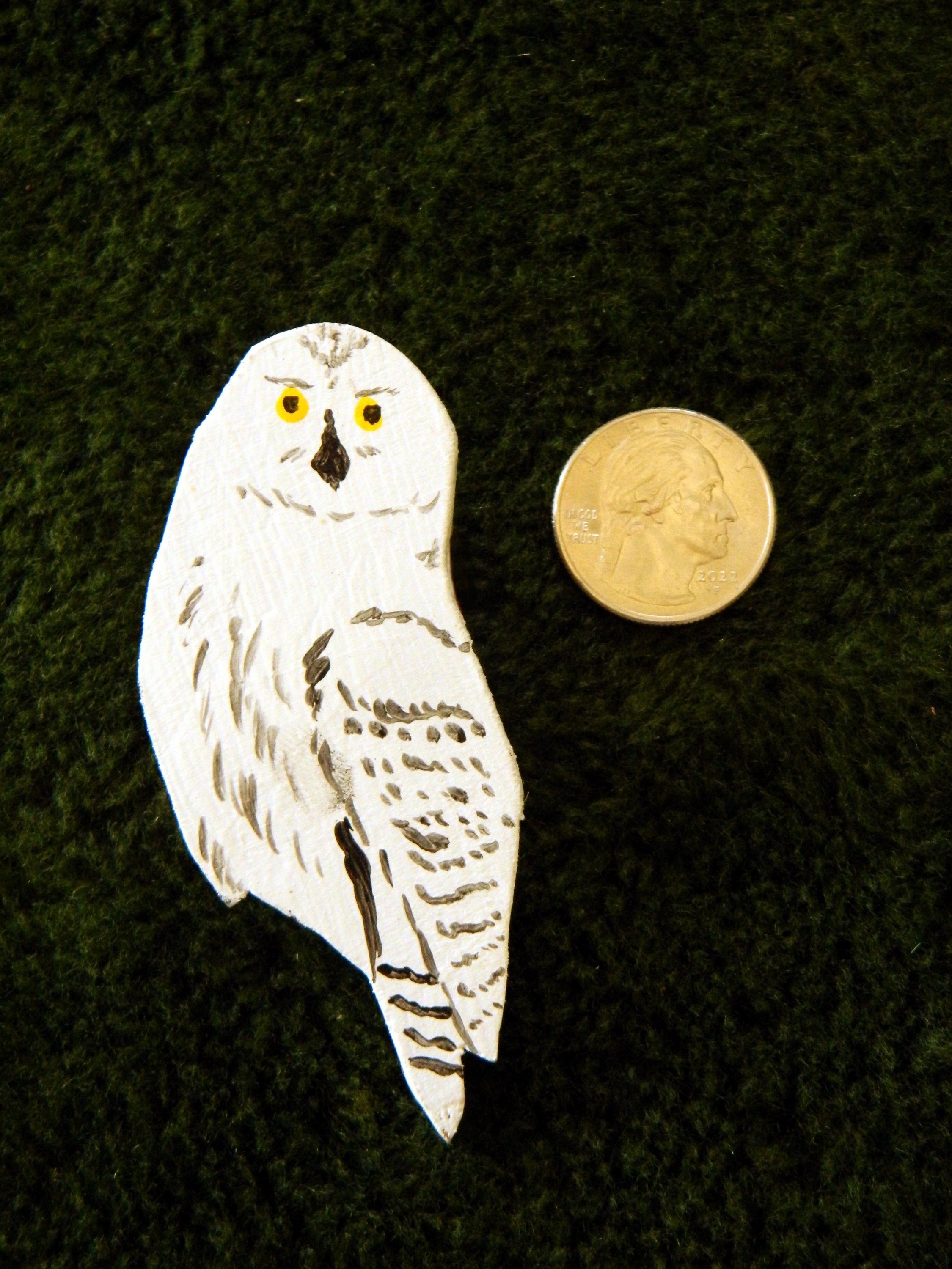 Hand Painted Snowy Owl Pin - Etsy