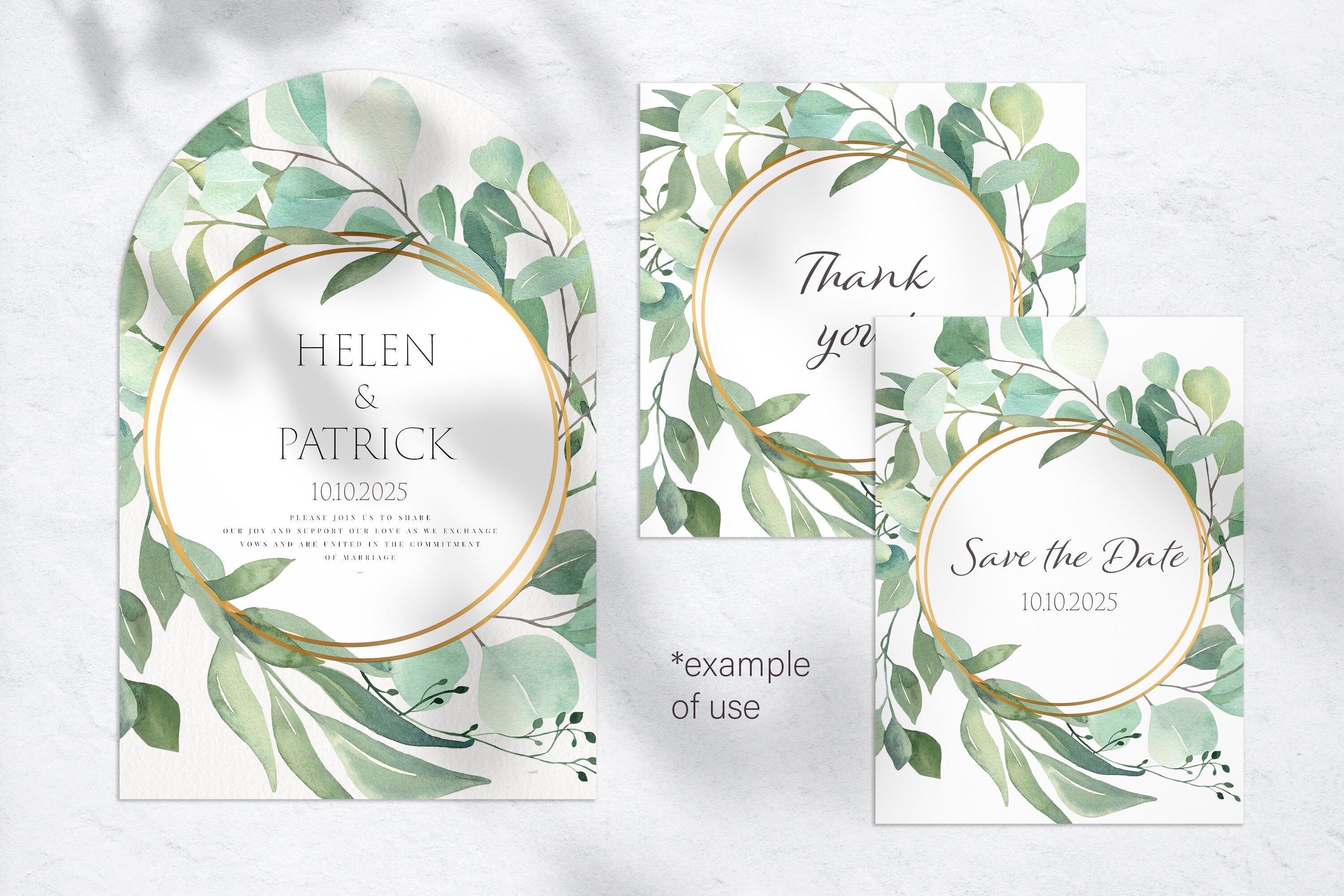 Eucalyptus & Gold Wreath Circle Clipart, Greenery Frame, Leaves Wreath ...