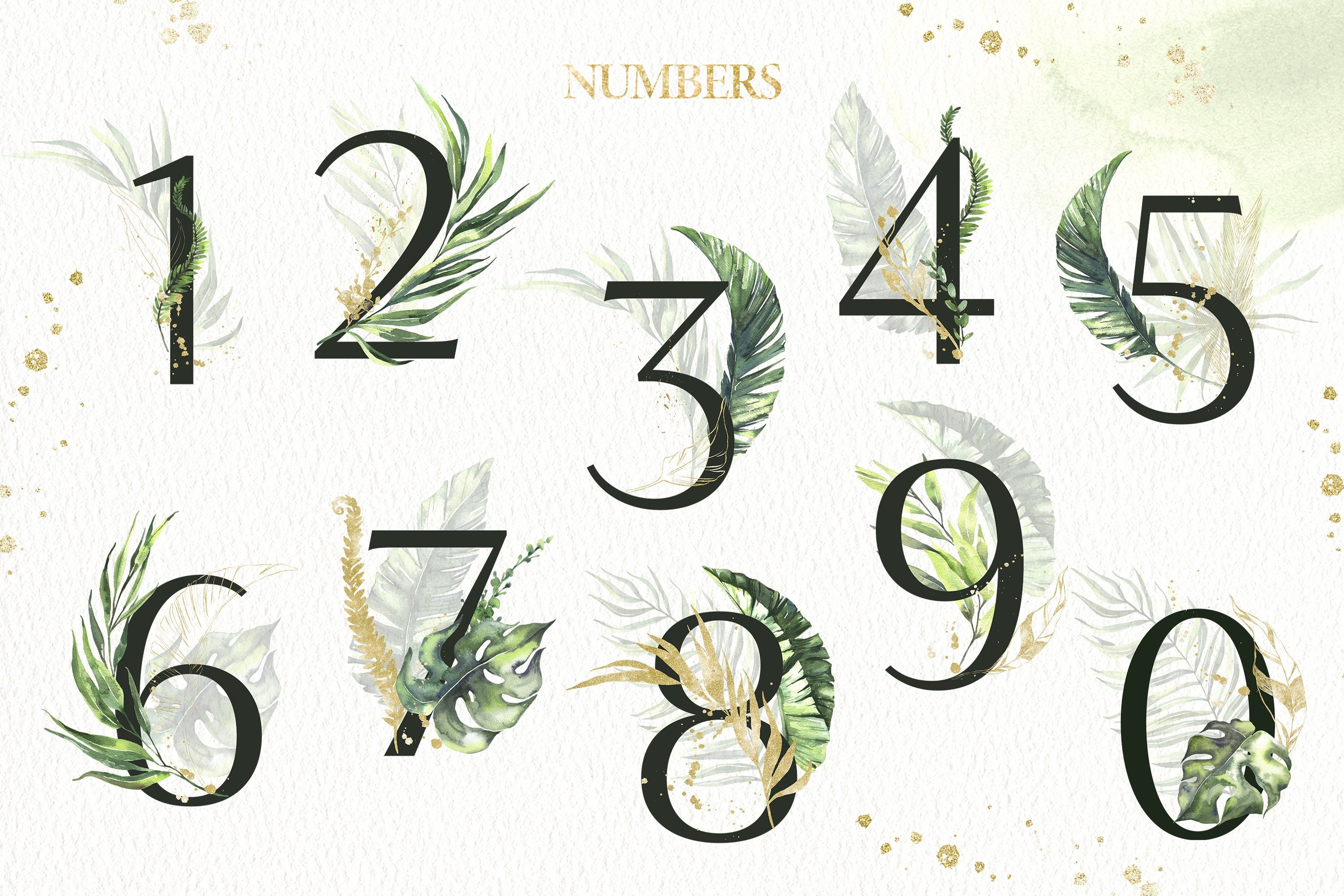 Tropical Leaves Alphabet Collection, Watercolor Floral Tropics Alphabet ...
