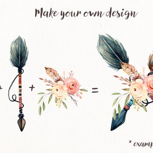 Watercolor Arrows Clipart Png. Tribal Ethnic Wedding Arrows Floral ...