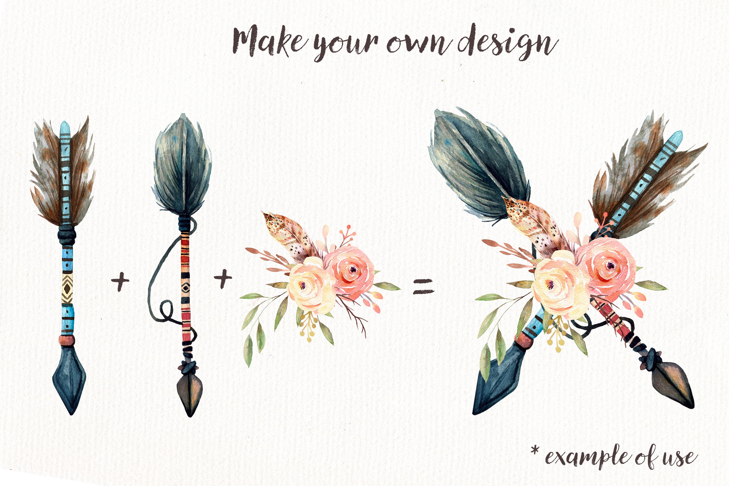 Watercolor Arrows Clipart Png. Tribal Ethnic Wedding Arrows Floral ...