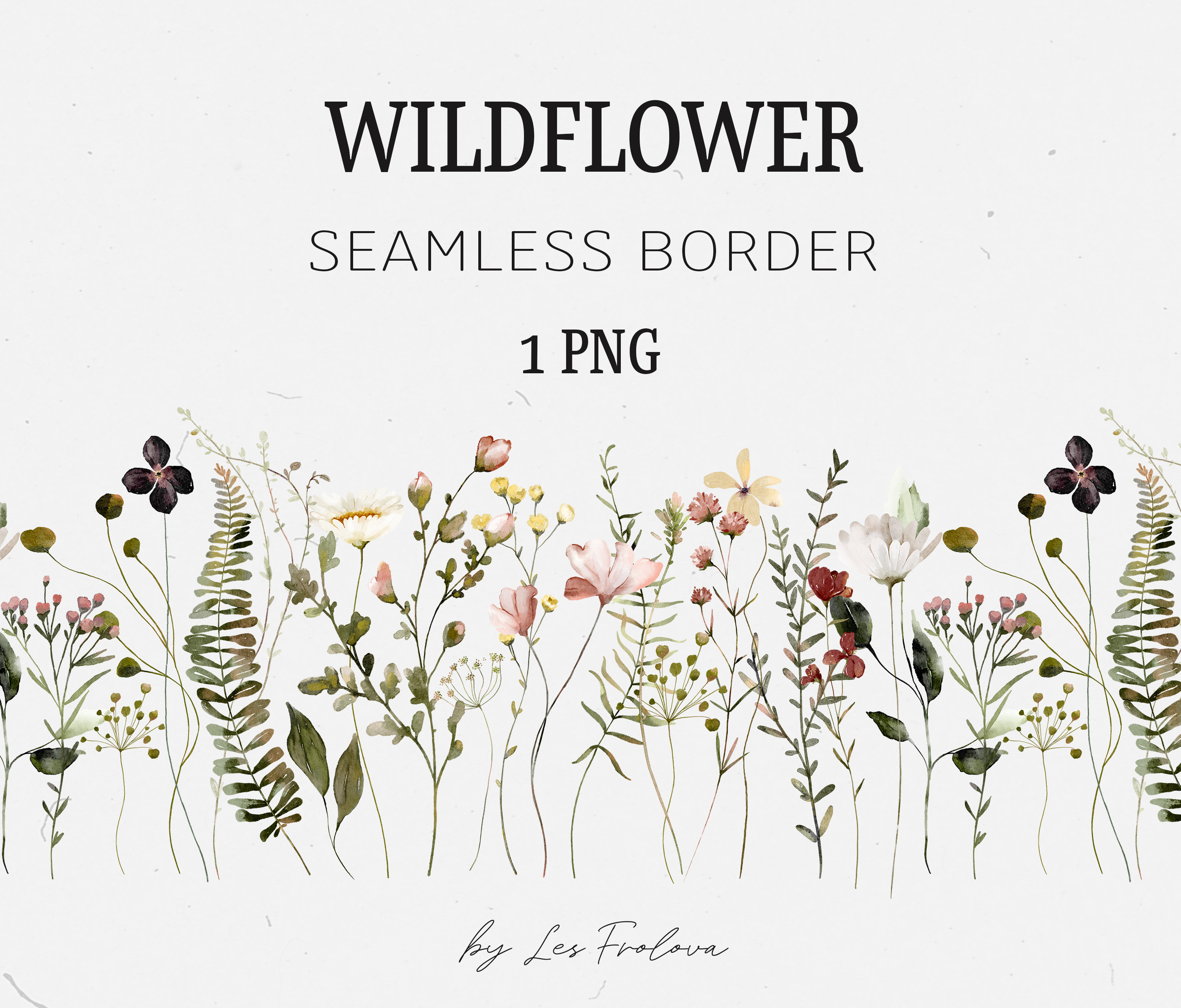 Wildflower Seamless Border Clipart PNG, Floral Frame Image, Wildflower ...