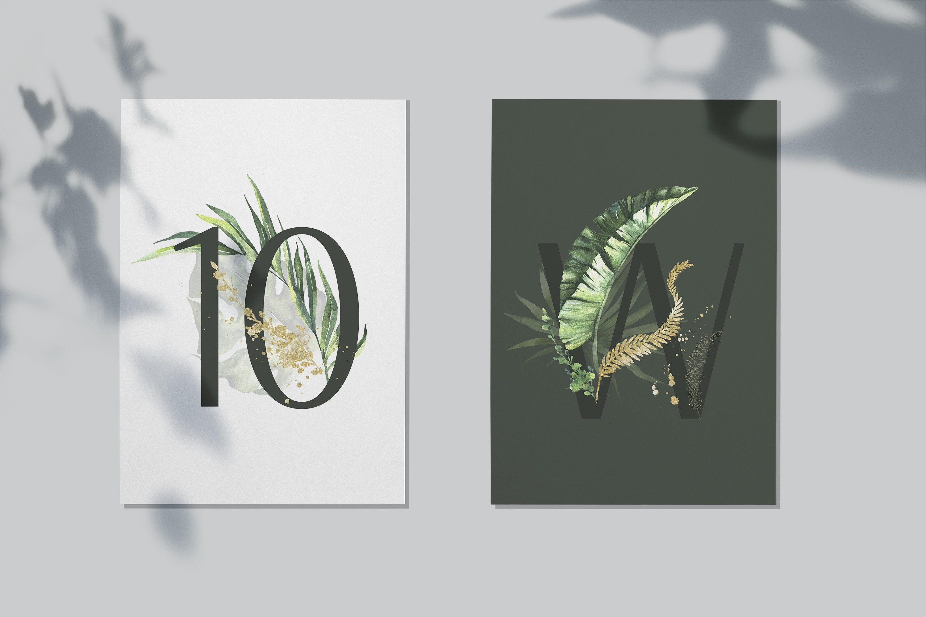 Tropical Leaves Alphabet Collection, Watercolor Floral Tropics Alphabet ...