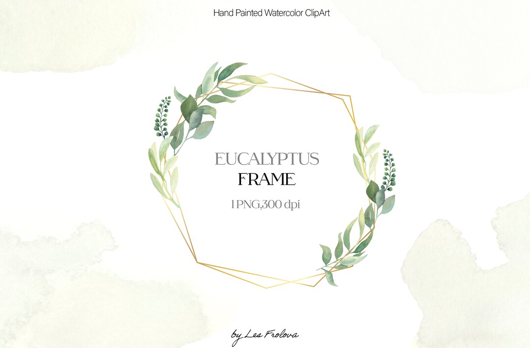 Watercolor Eucalyptus Frame PNG, Greenery Frame Image, Green Leaves ...