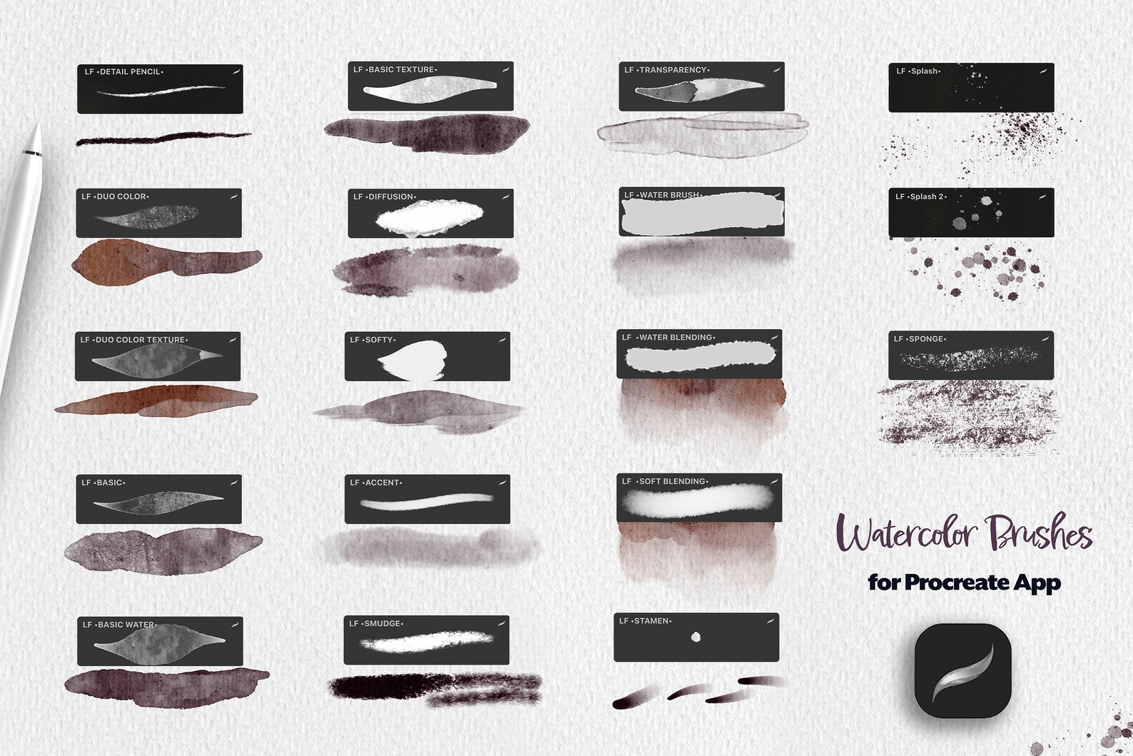 Watercolor Realistic Procreate Brushes Kit - Etsy