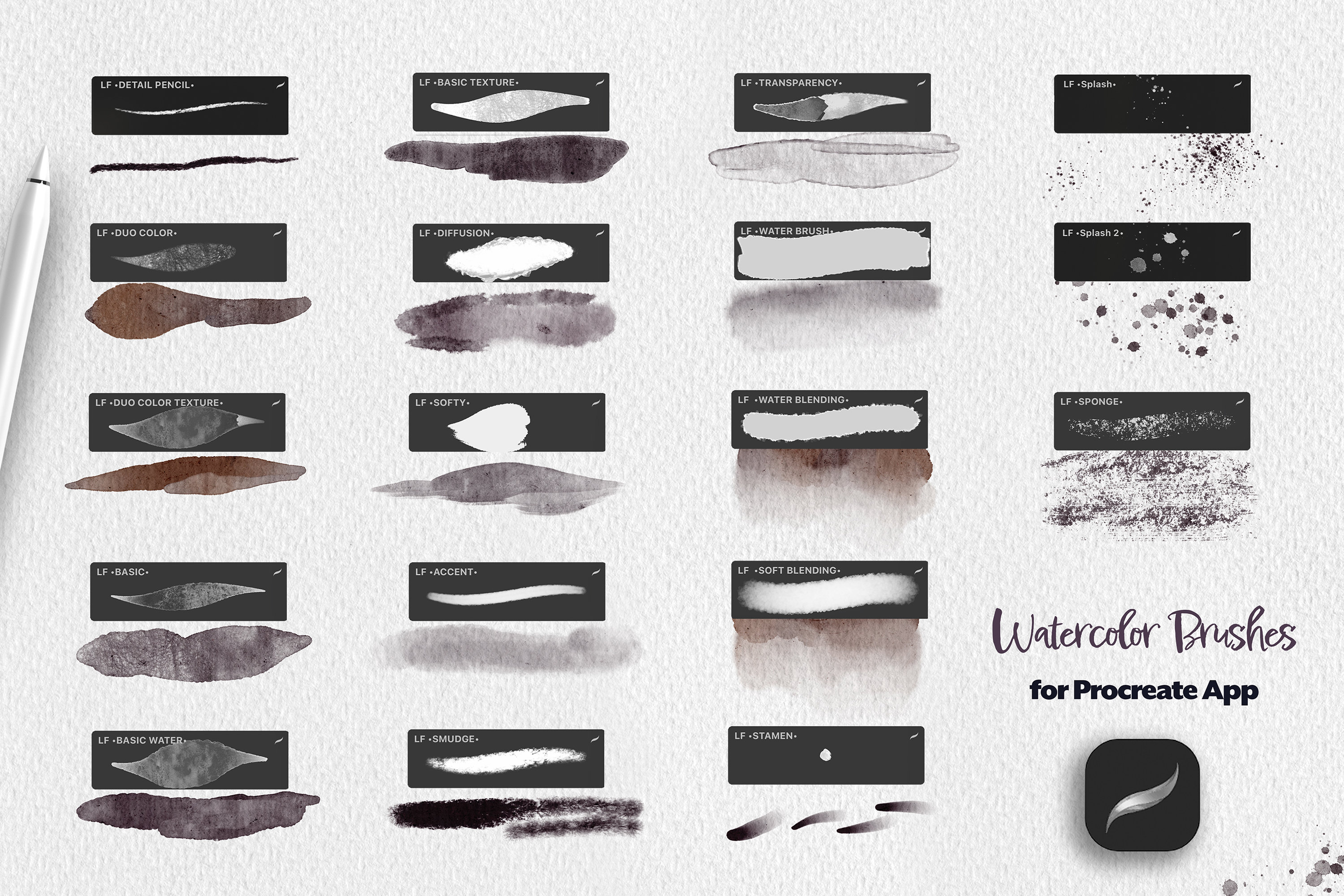 Watercolor Realistic Procreate Brushes Kit - Etsy
