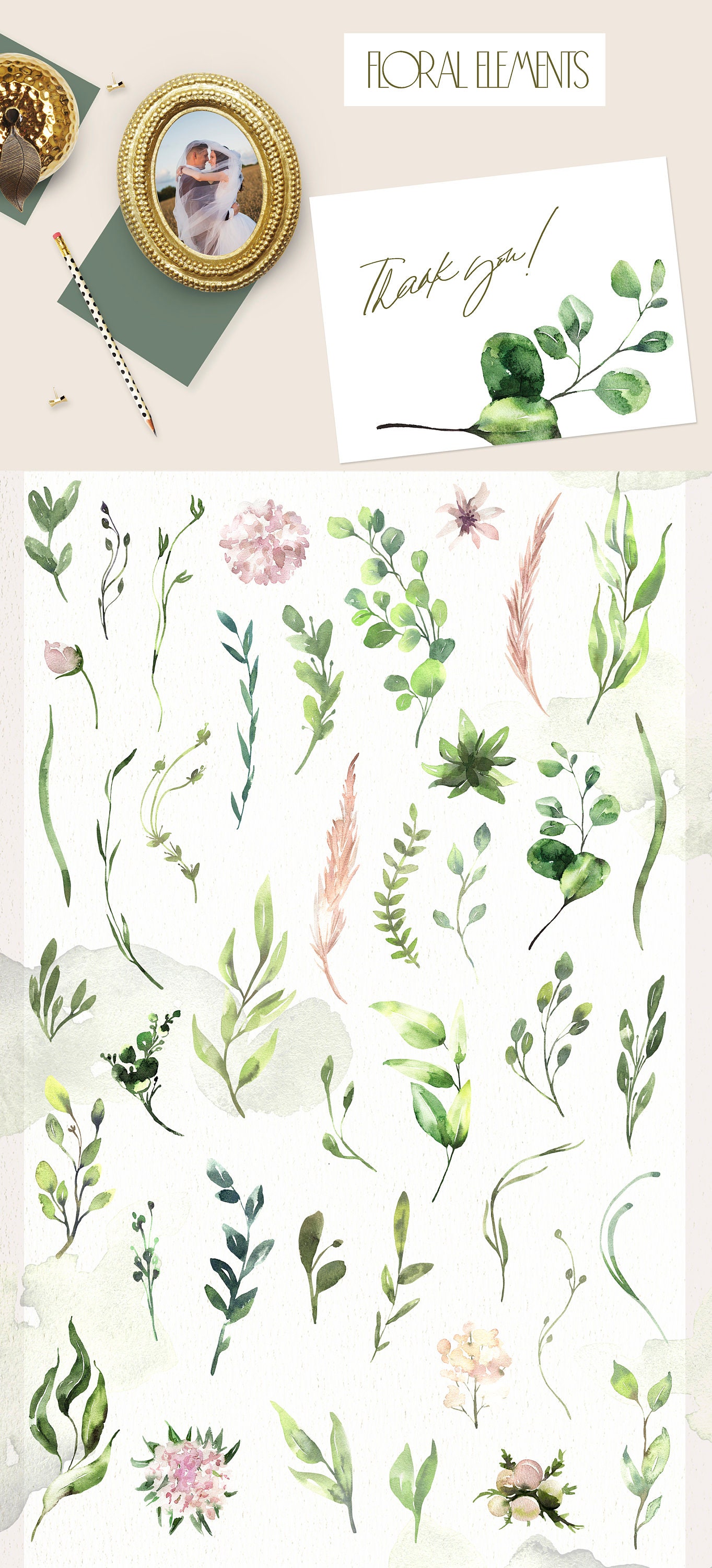 Watercolor Greenery Leaves Clipart SET Eucalyptus Foliage - Etsy