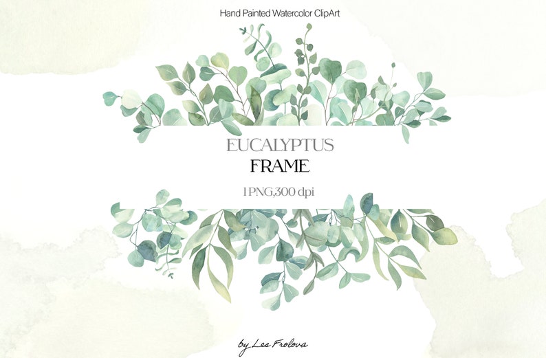 Watercolor Eucalyptus Frame Clipart, Greenery Frame, Digital Greenery ...