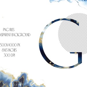 Abstract Blue, Gold Alphabet and Numbers Clipart Set, Watercolor Golden ...