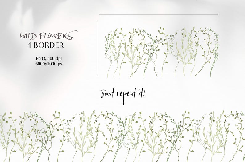 Greenery Seamless Border Clipart, Green Leaves Border, Field Wedding ...