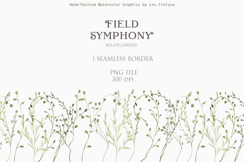 Greenery Seamless Border Clipart, Green Leaves Border, Field Wedding Invitation PNG Digital ...